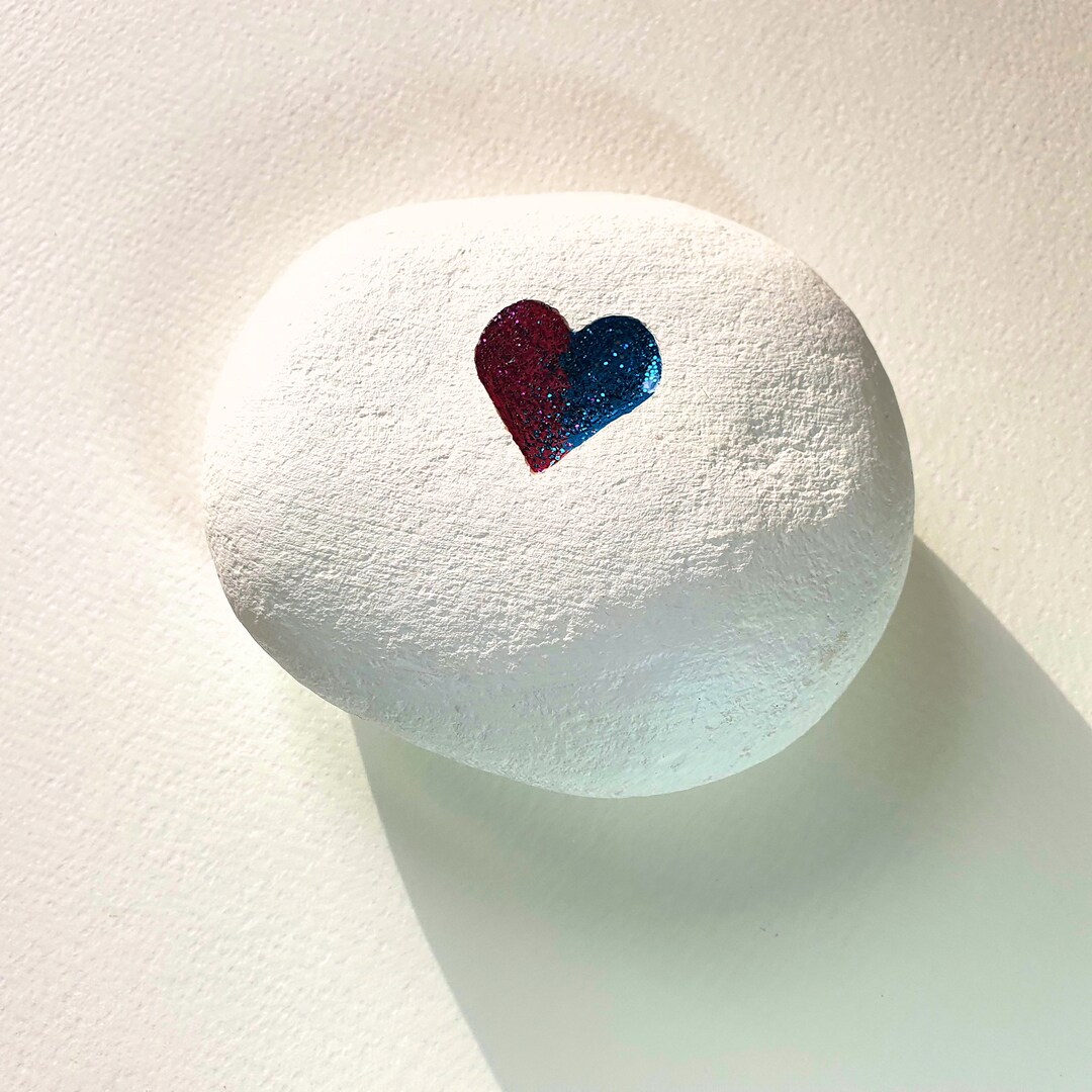 Hand Carved Love Pebble, Valentine's Day, Claret & Blue, Paperweight ...