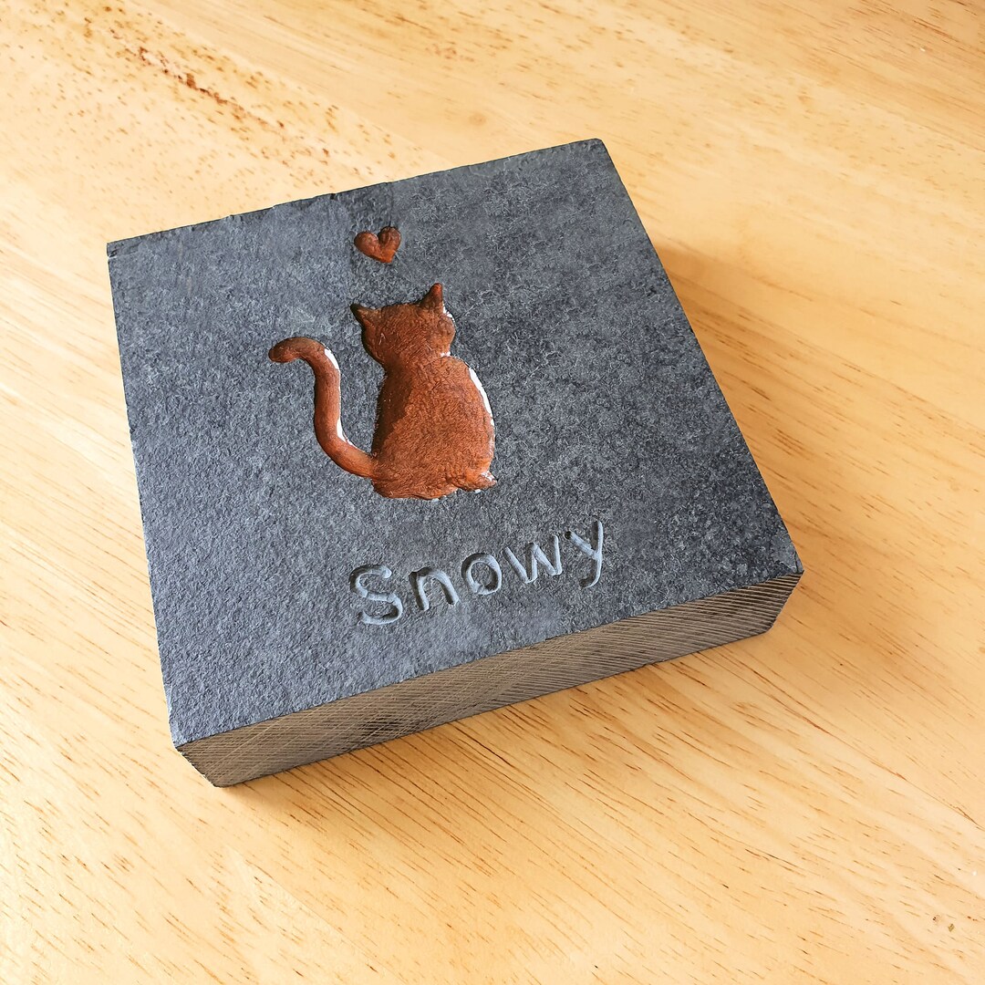 Personalized Cat Memorial Stone: Bronze Slate Pet Paperweight - Etsy