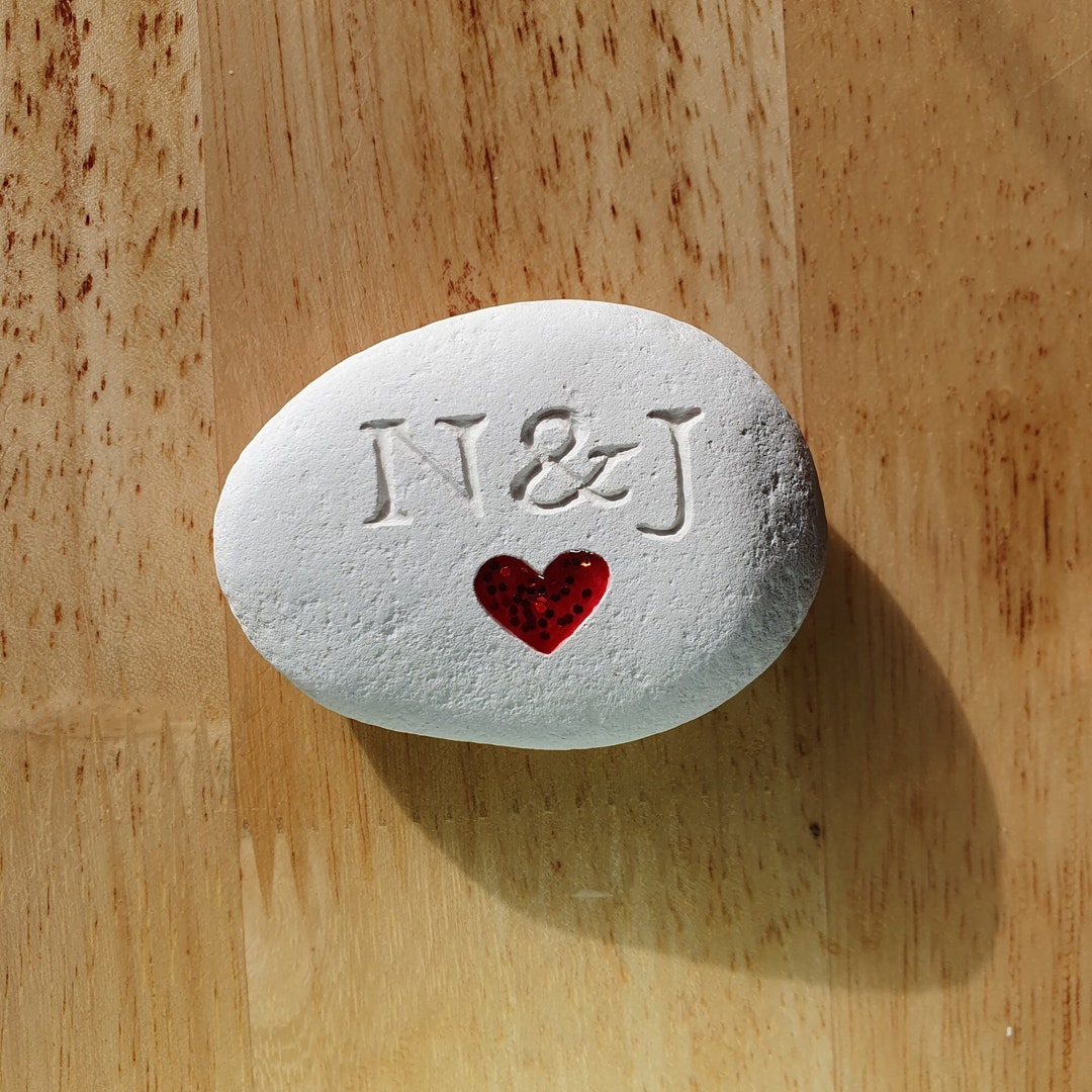 Wedding Vows Oath Stone Hand Carved Love Pebble Wedding Anniversary ...