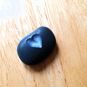 Hand Carved Mini Love Pebble: Blue Metallic Heart Pocket Hug - Etsy