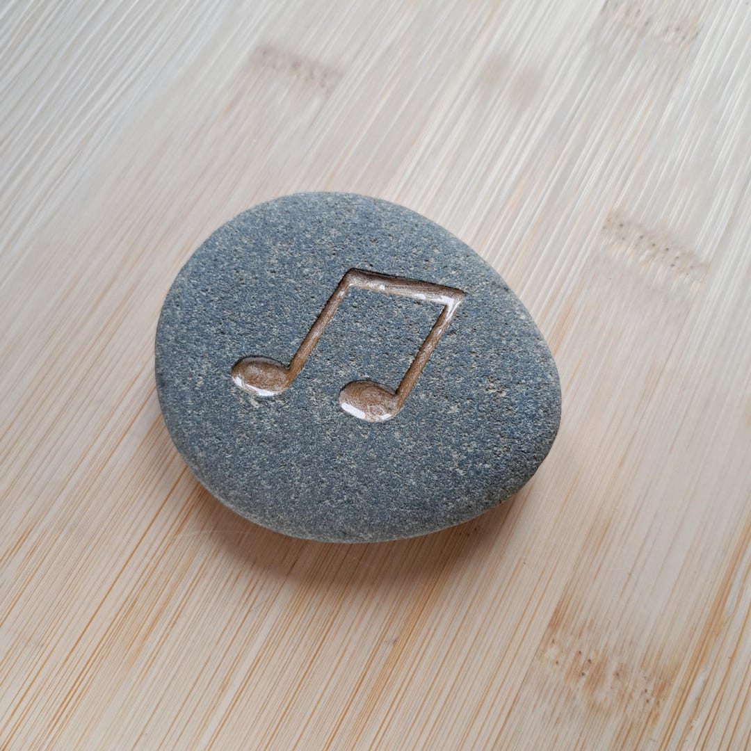 Hand Carved Music Note Rock: Engraved Stone Gift - Etsy
