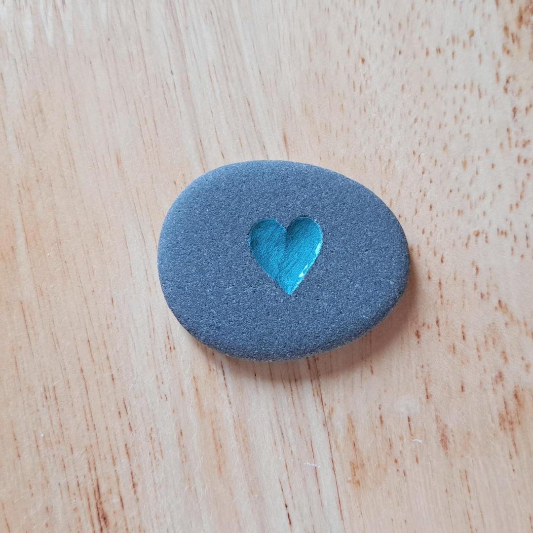 Hand Carved Heart Pebble: Lime Cream Pocket Gift - Etsy