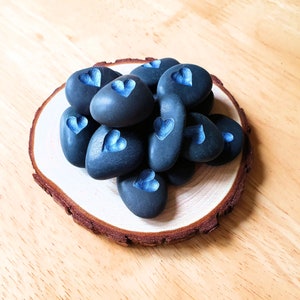 Hand Carved Mini Love Pebble: Blue Metallic Heart Pocket Hug - Etsy