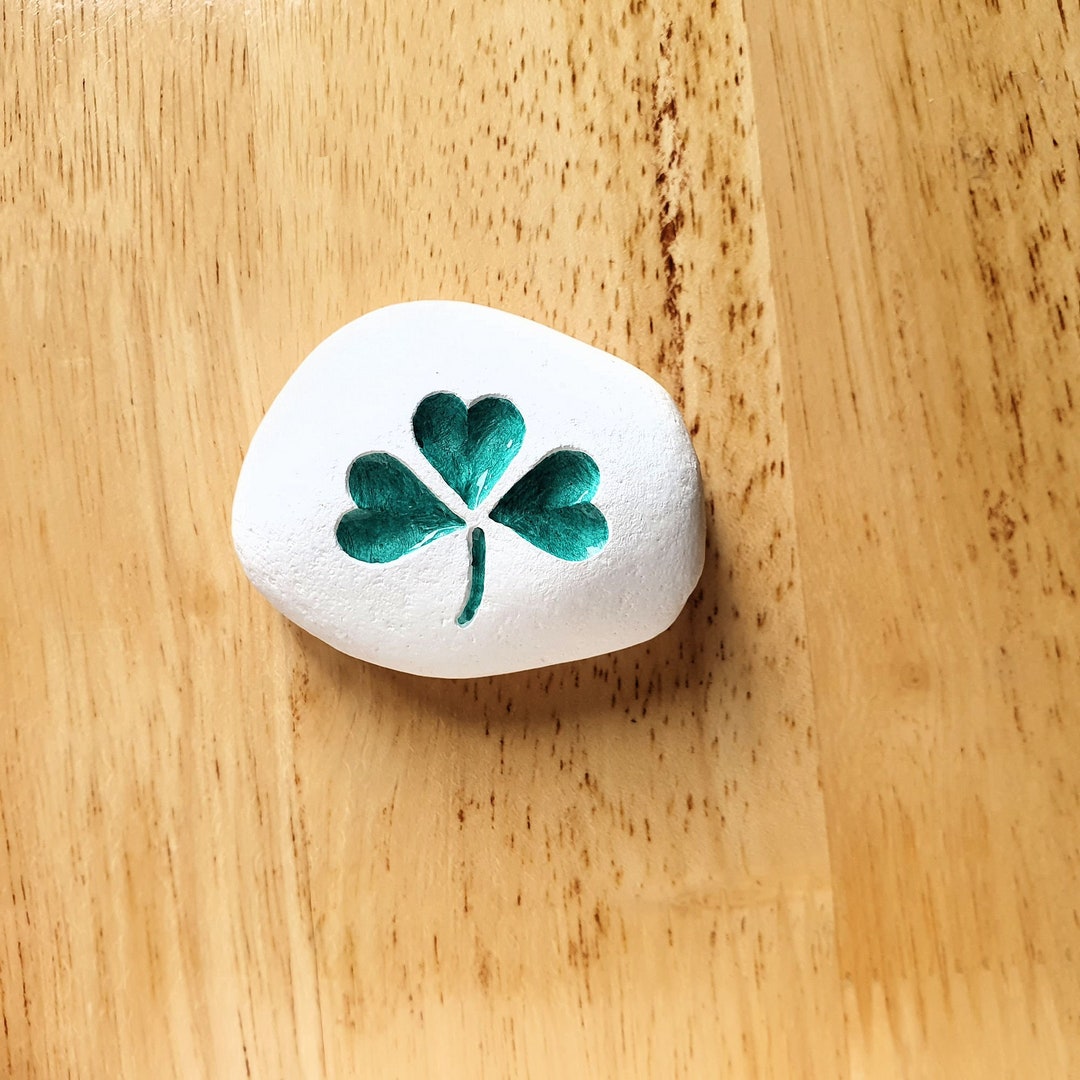 Hand Carved Shamrock Stone: Irish Blessing Gift, Memorial Ornament ...