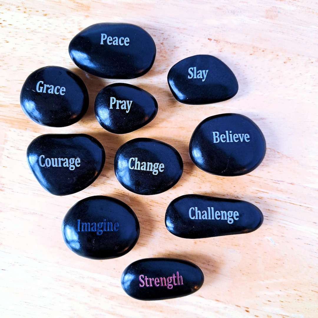 Gratitude Stones Motivational Message Rocks: Custom Words Personalised ...
