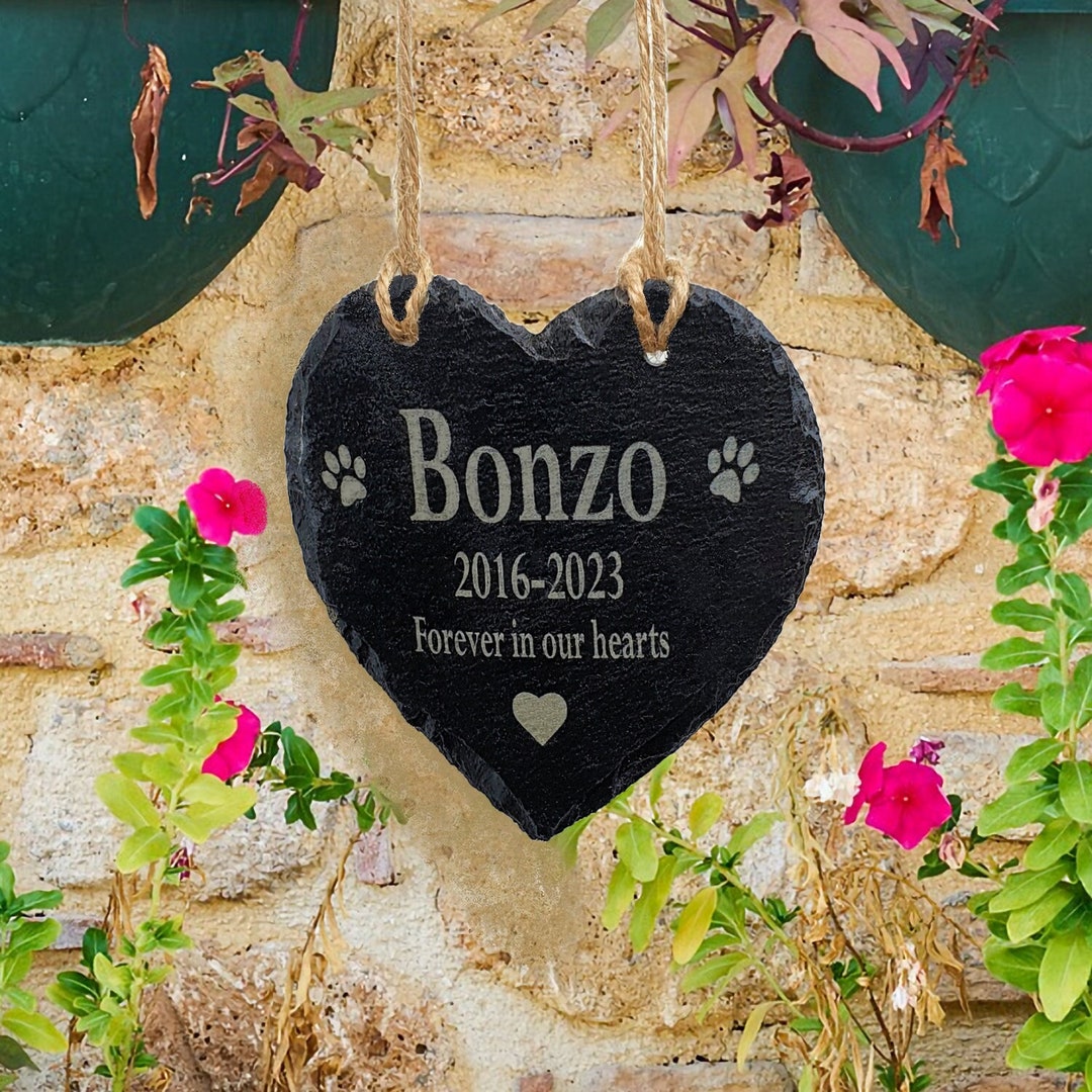 Personalized Pet Memorial Slate Plaque: Engraved Dog Cat Grave Stone - Etsy