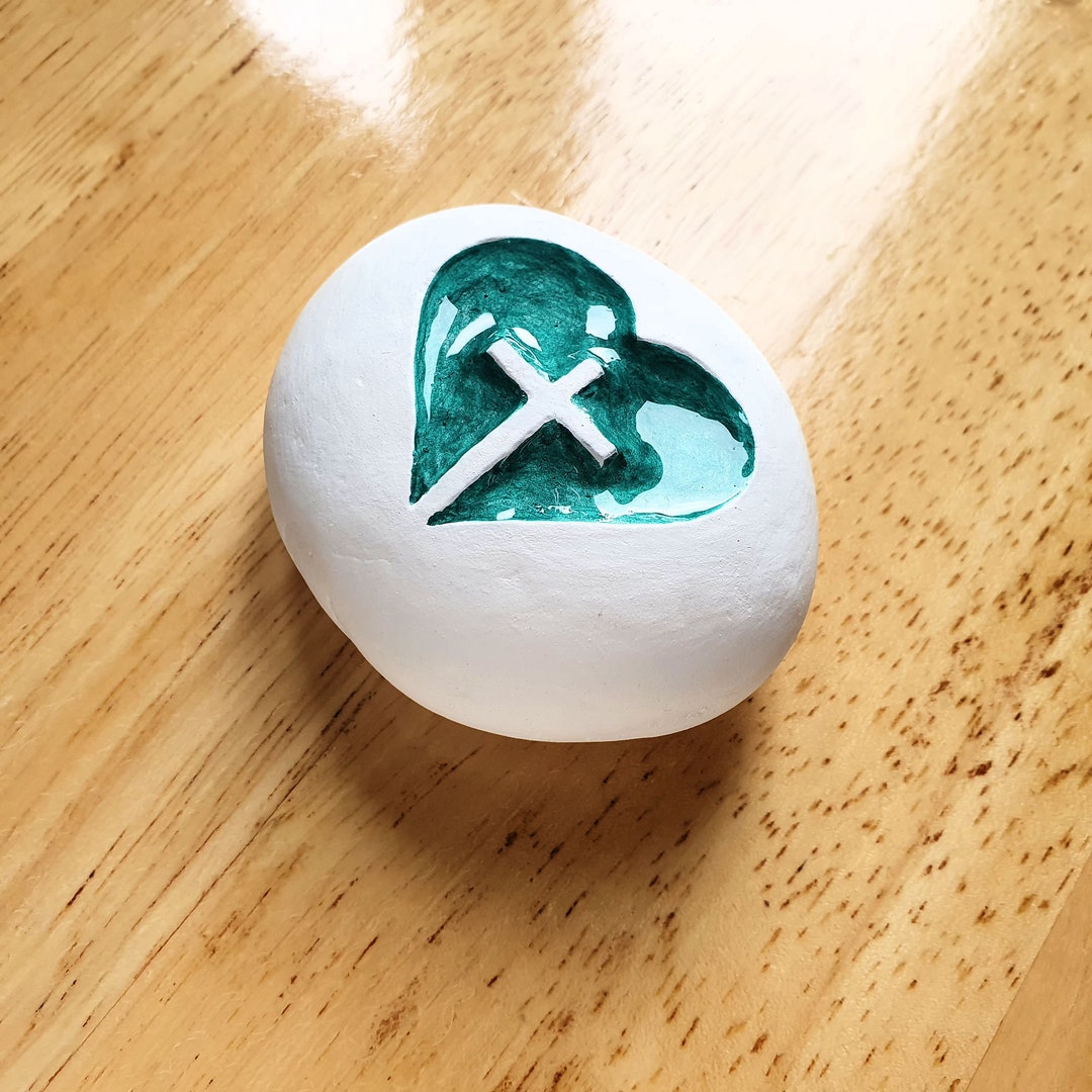 Faith Stone, Prayer Cross Stone, Wedding Oath Stone, Hand Carved Rock ...