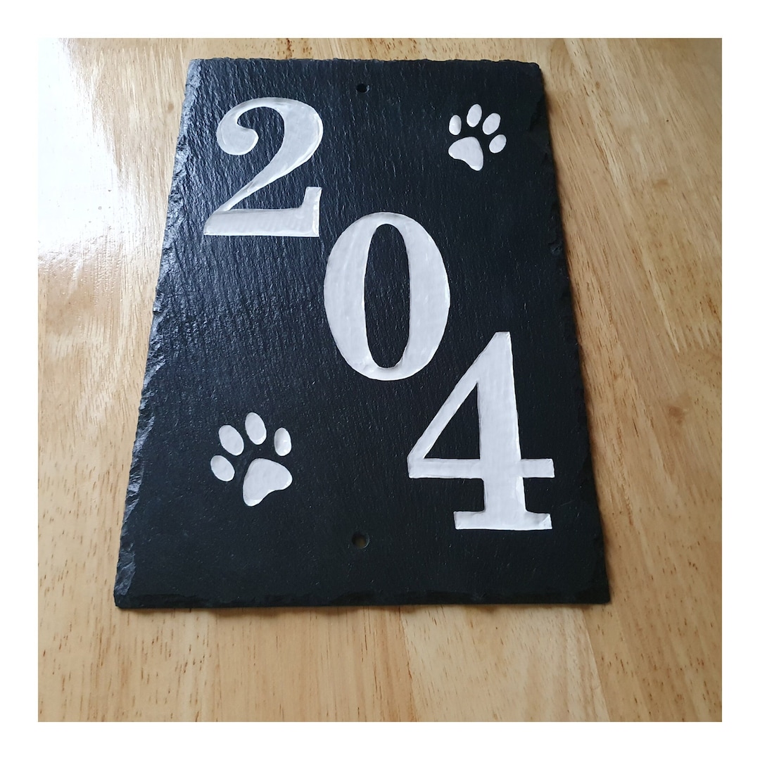 Custom Slate House Sign, Pet Paw House Sign, Any Font Hand Carved, Pet ...