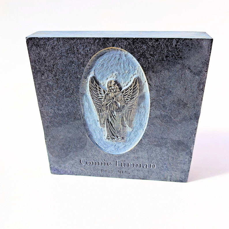 Hand Carved Angel Prayer Slate Memorial Stone - Personalized Sympathy ...