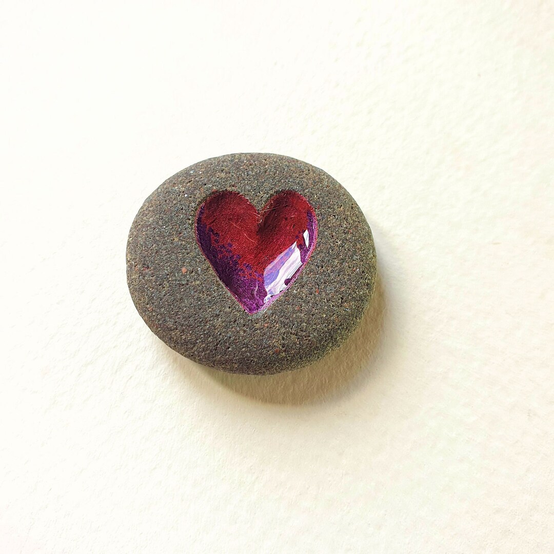 Hand Carved Love Pebble: Pink & Purple Heart Pocket Hug - Etsy