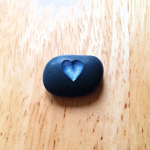 Hand Carved Mini Love Pebble: Blue Metallic Heart Pocket Hug - Etsy