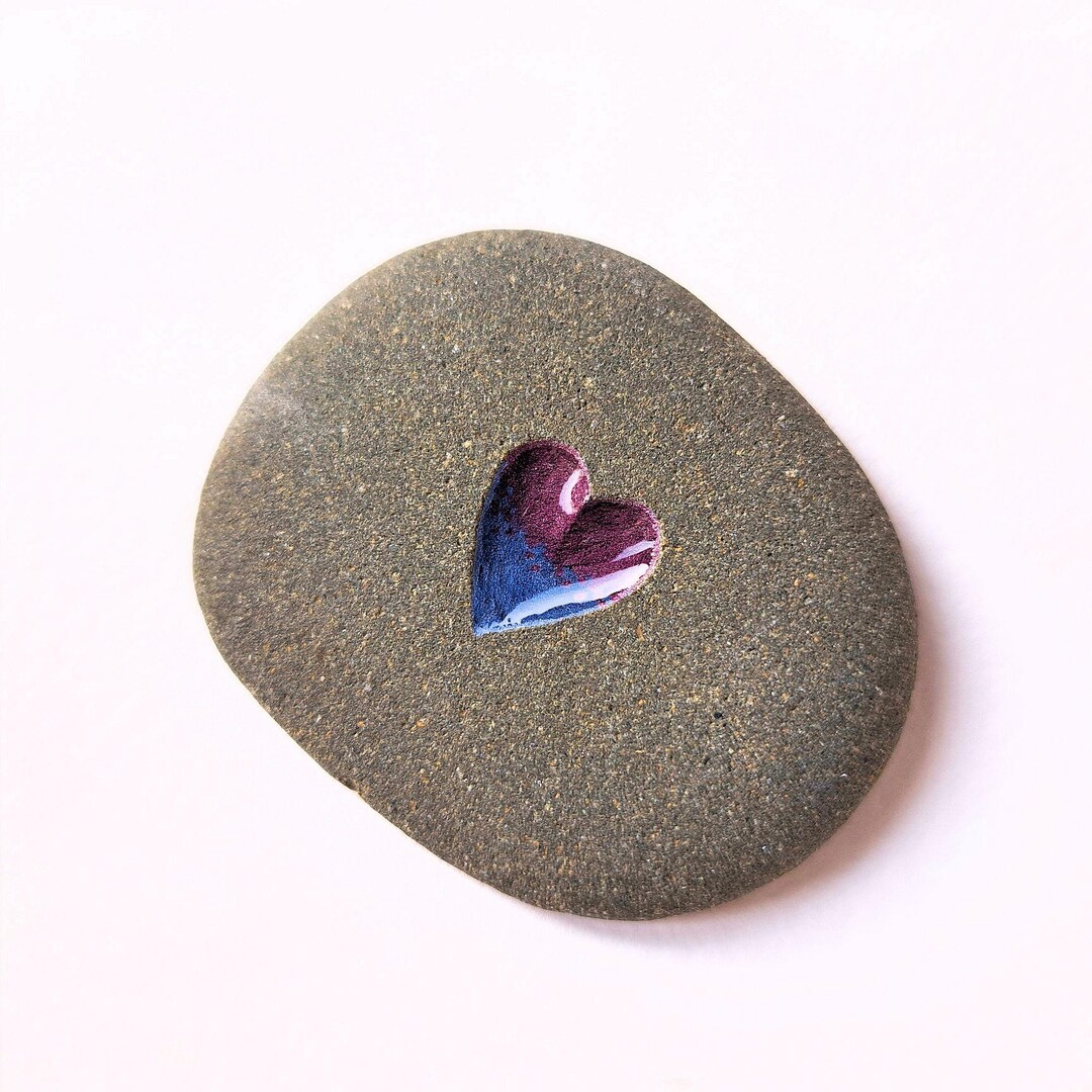 Hand Carved Heart Pebble: Claret Blue Pocket Hug Gift - Etsy