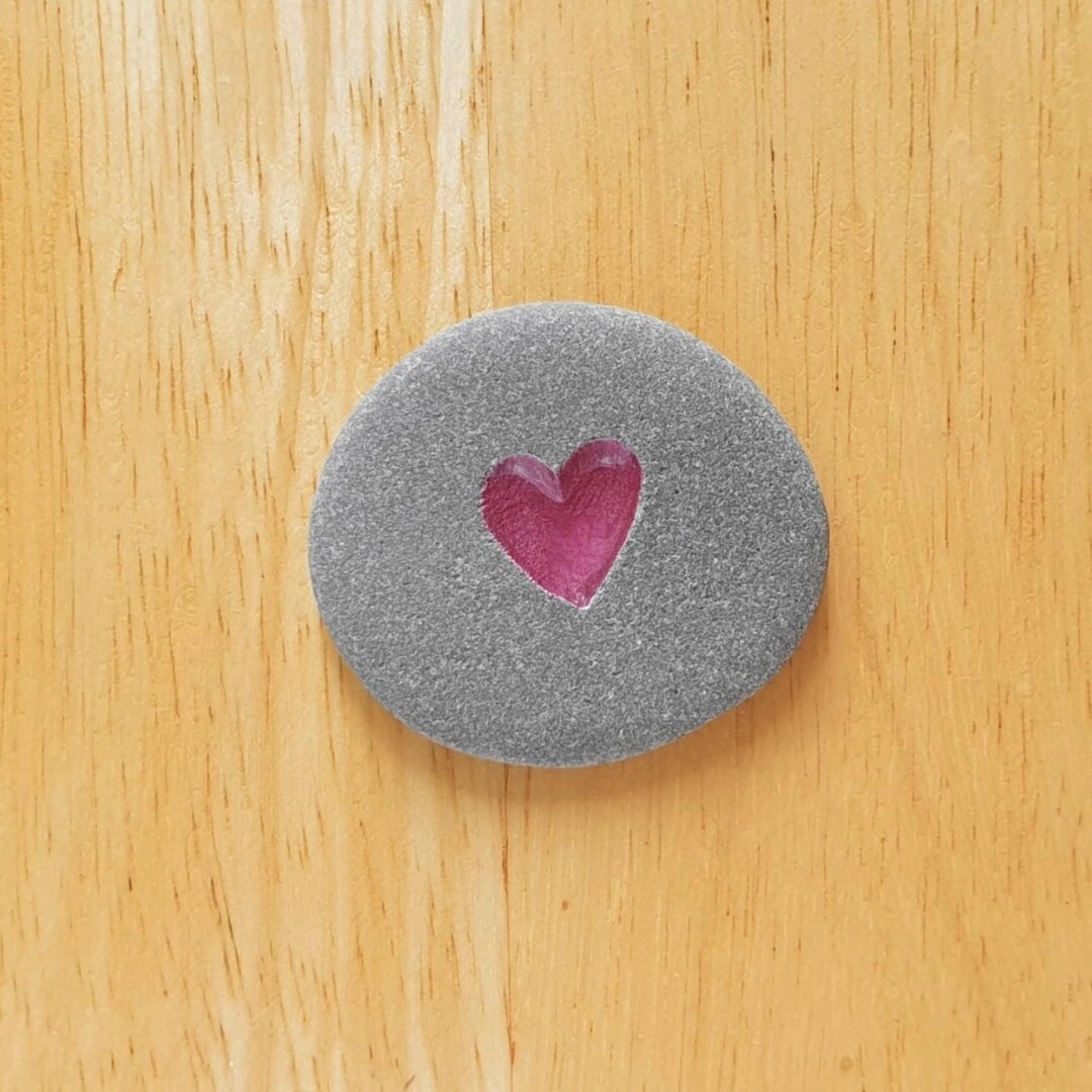Hand Carved Pink Heart Pebble: Pocket Hug Gift - Etsy
