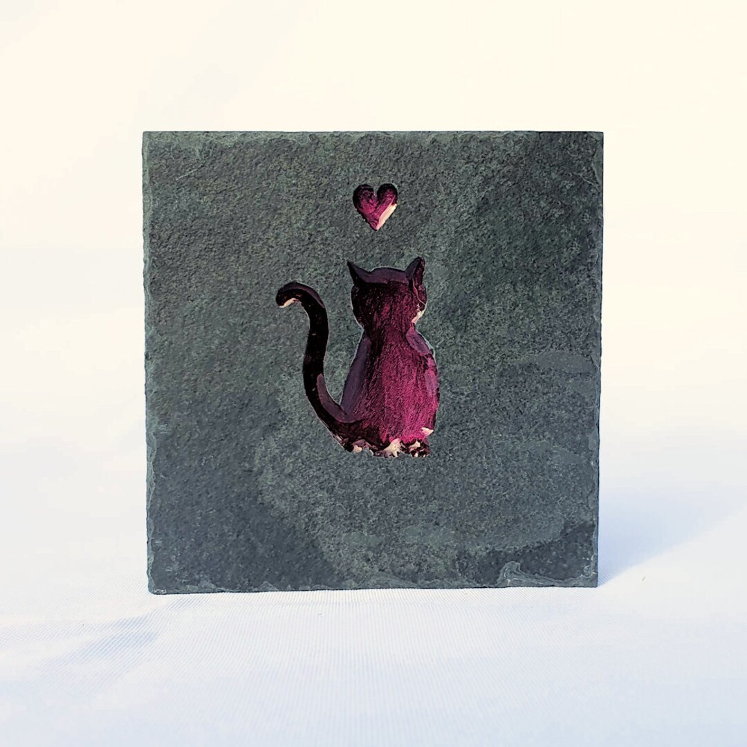 Hand Carved Slate Cat Sculpture: Personalized Pet Memorial - Etsy