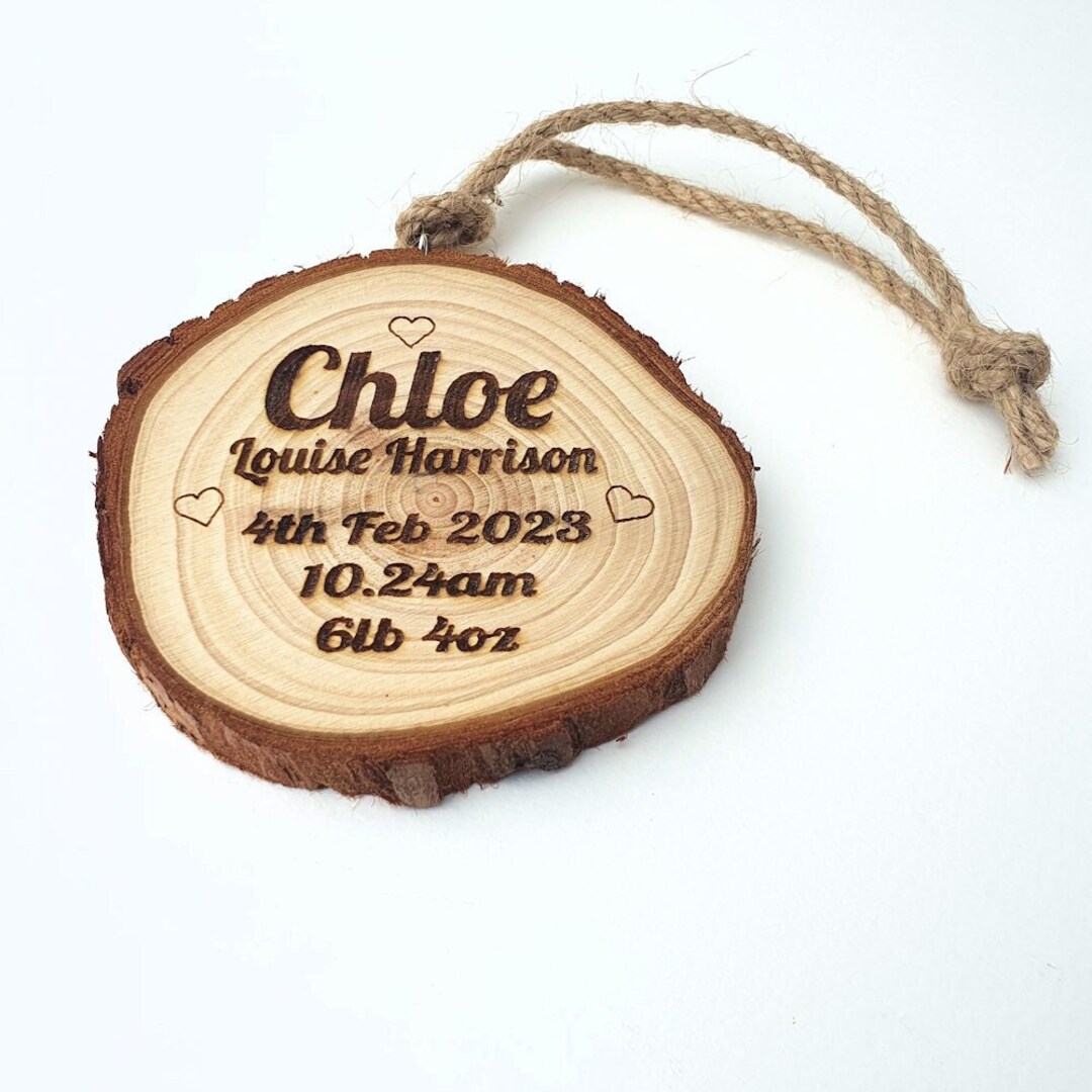Personalized Christening Keepsake: Rustic Wood Ornament, New Parent ...