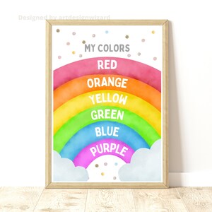 Colors Educational Poster Printable Kids Room Decor Nursery Wall Art ...