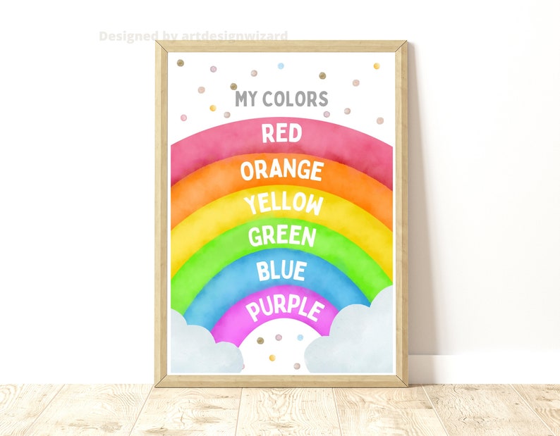Colors Educational Poster Printable Kids Room Decor Nursery - Etsy