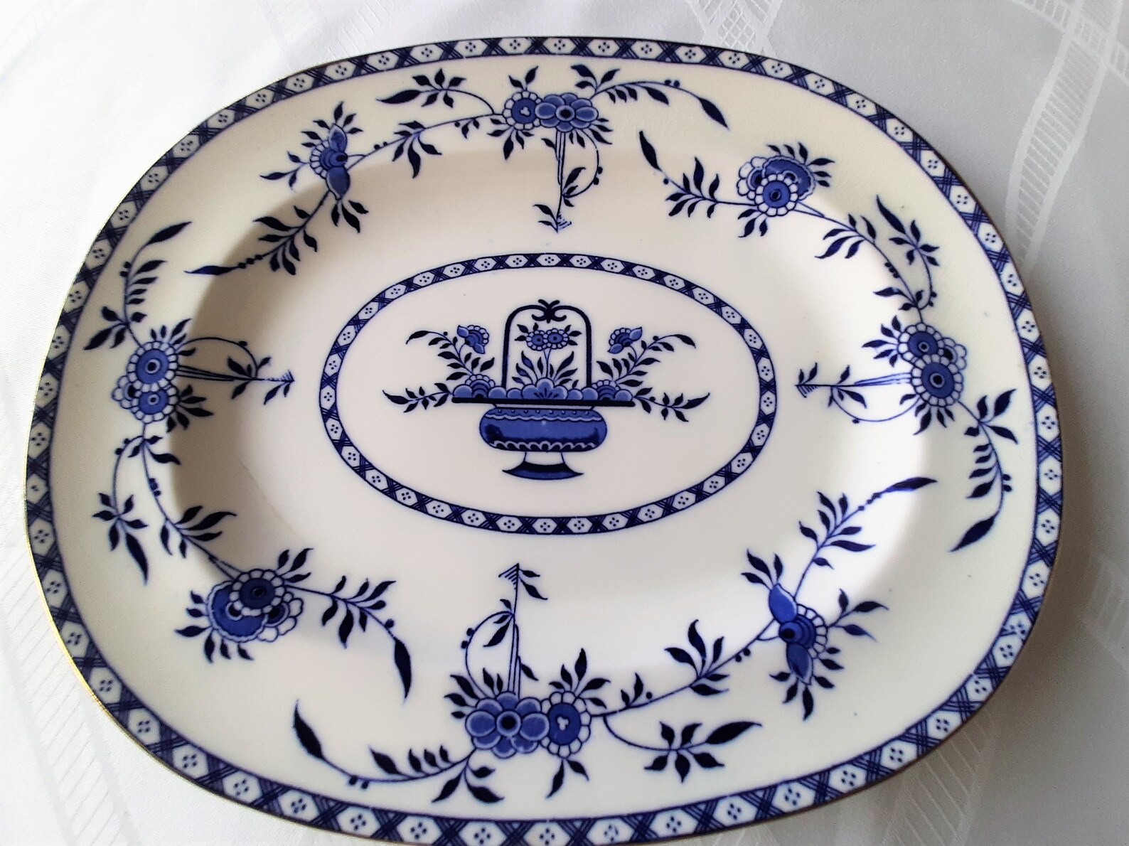 Set of Two Early Minton Delft Bleu and White Oval Serving Bowls Set ...