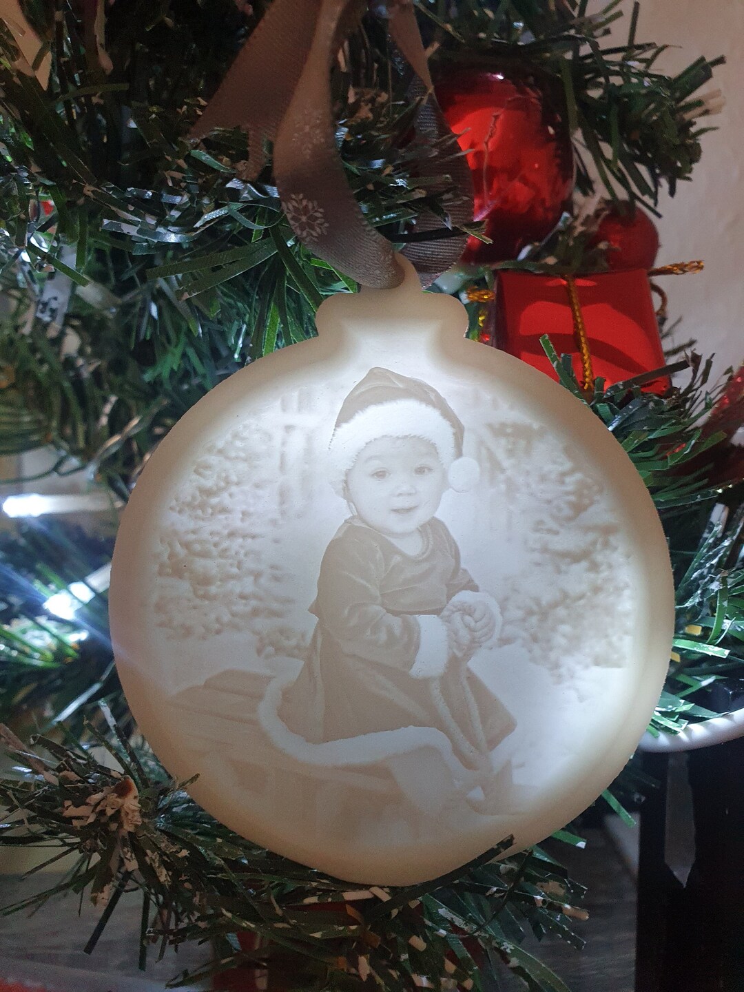 Custom Family Photo Lithograph Christmas Bauble - Etsy