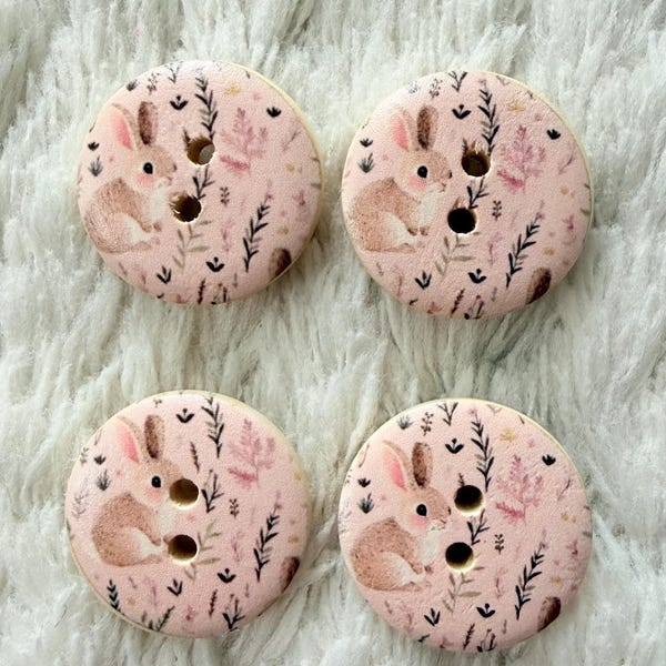 Wood Bunny Buttons - Etsy