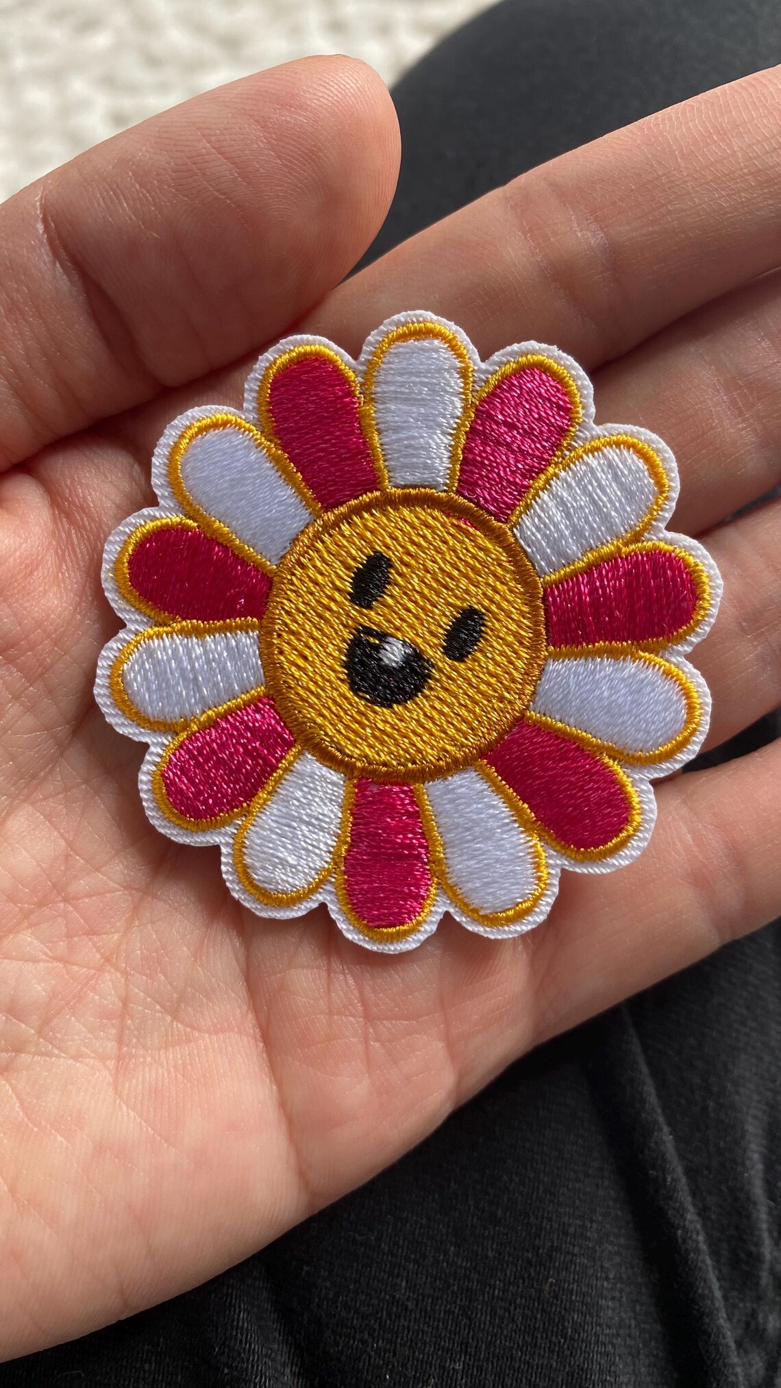 5CM 6CM Kids Baby Cute Embroidery Happy Flowers Iron on Clothing ...
