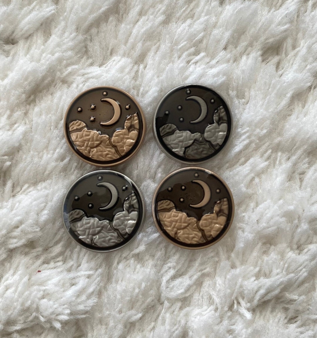 18mm Women Gold Silver Lucky Half Moon Metal Shank Sewing Buttons ...
