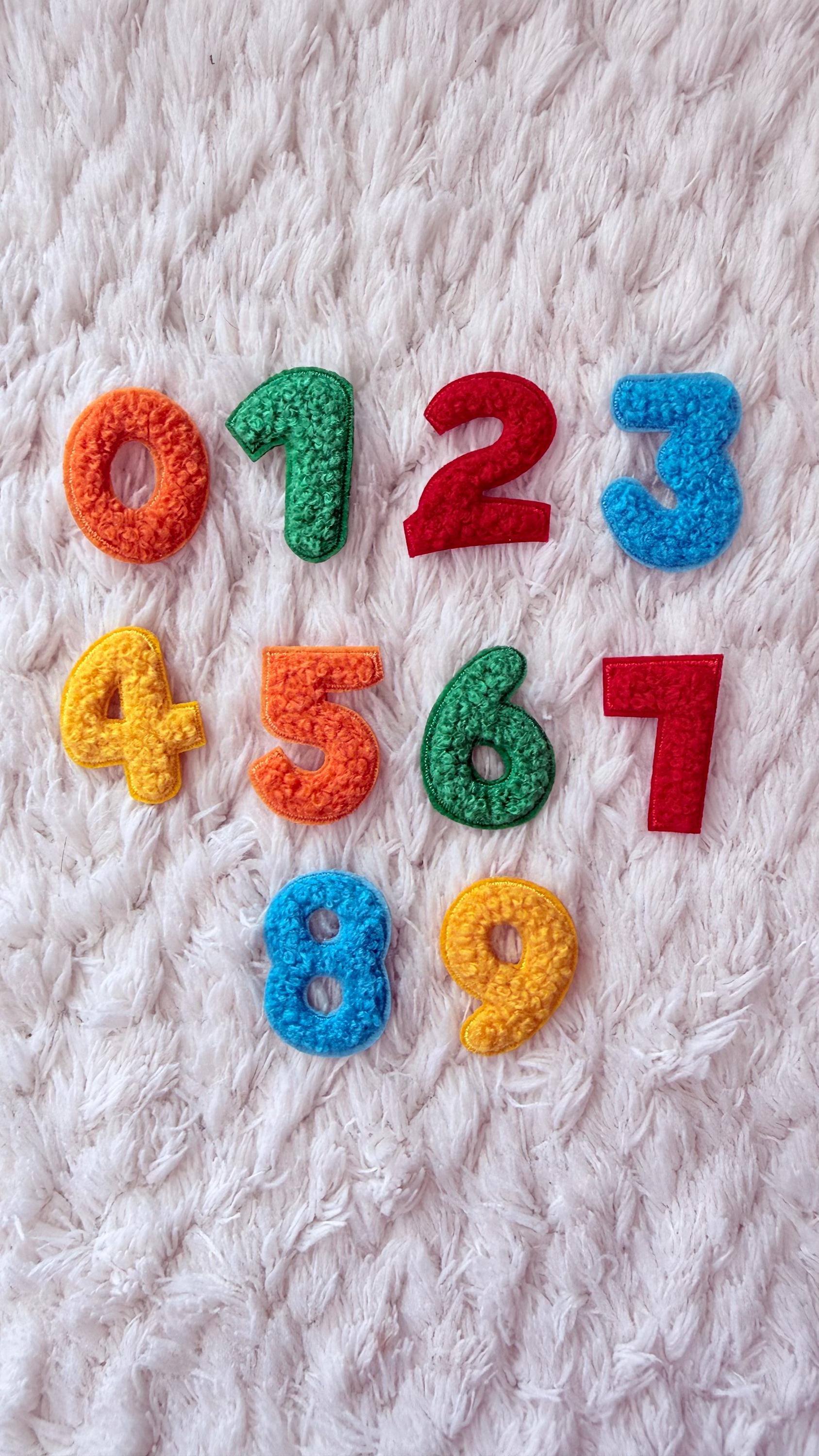3CM Colorful Chenille Mini Numbers 0-9 Iron on Clothing Patches DIY ...