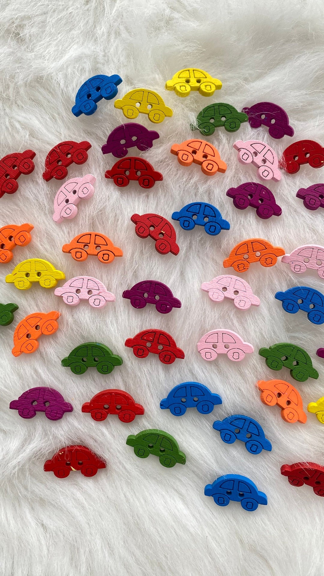 10PCS Kids Wooden Car Shape Sewing Buttons, Baby 2 Holes Mixed Colors ...