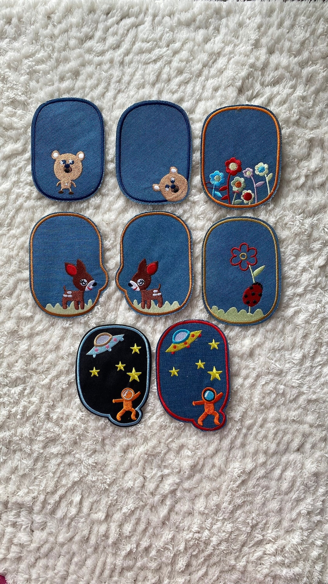 8CM Kids Iron on Bear Deer Flowers Astronaut Elbow Knee Repair Clothing ...