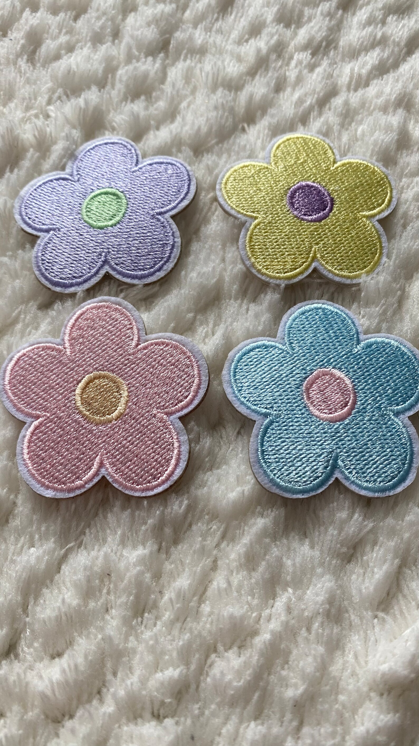4CM Kids Baby Self Adhesive Embroidery Colorful Flower Iron on Clothing ...