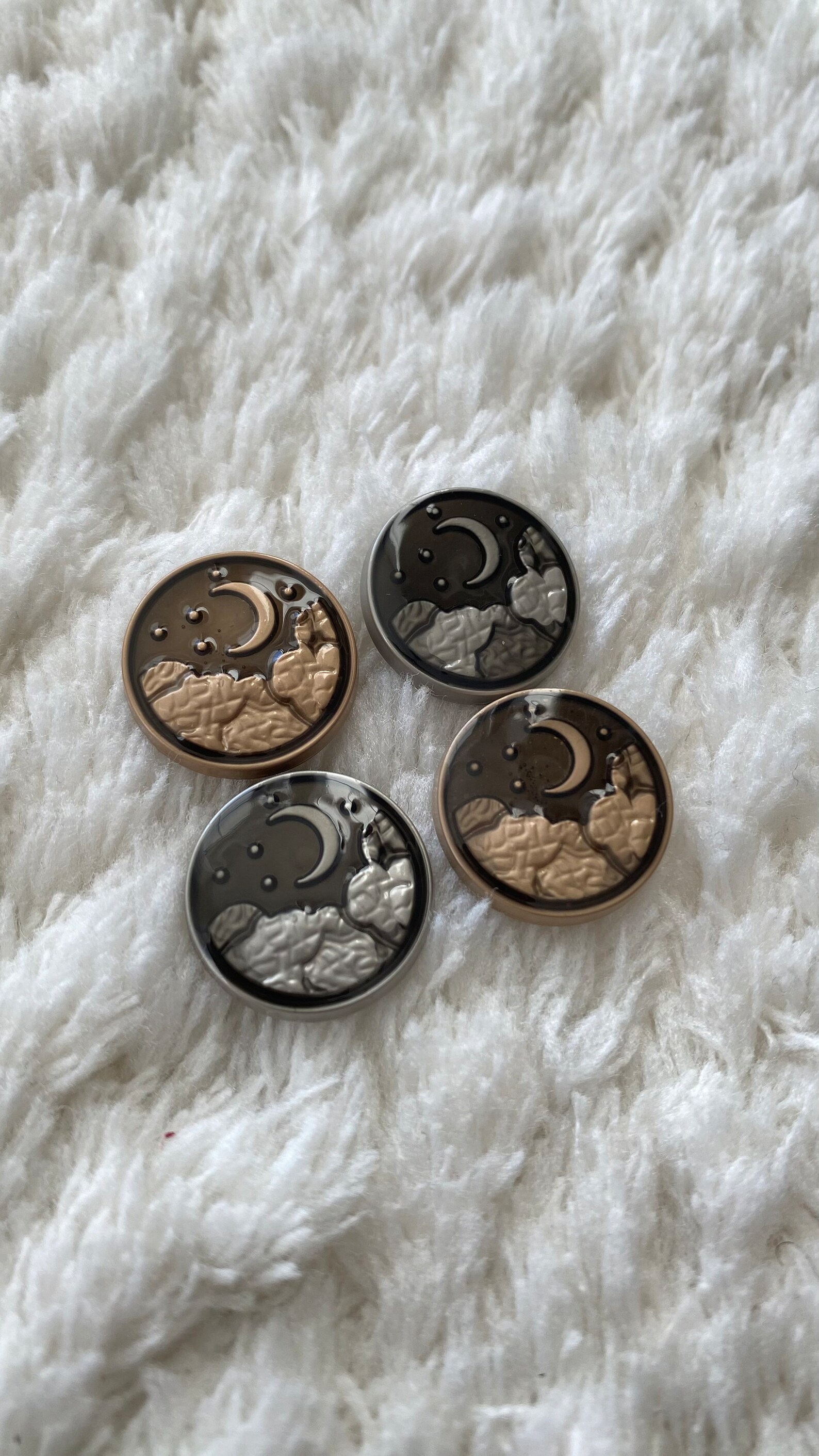 18mm Women Gold Silver Lucky Half Moon Metal Shank Sewing Buttons ...