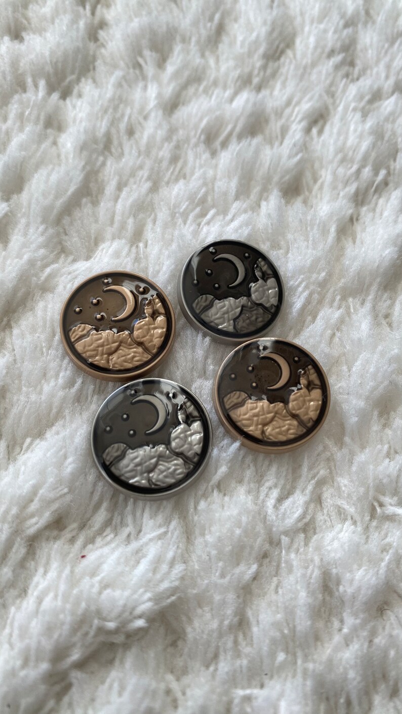 18mm Women Gold Silver Lucky Half Moon Metal Shank Sewing Buttons ...