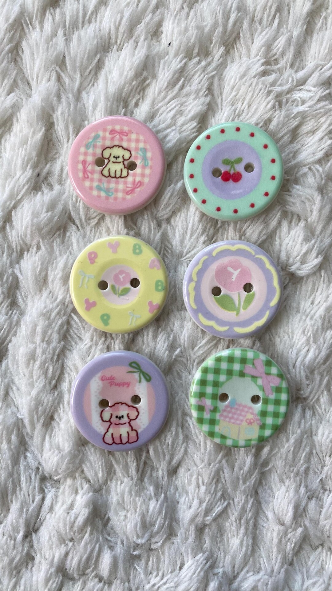 25mm Kids Girls Cute Cartoon Colorful Round 2 Hole Sewing Buttons DIY ...