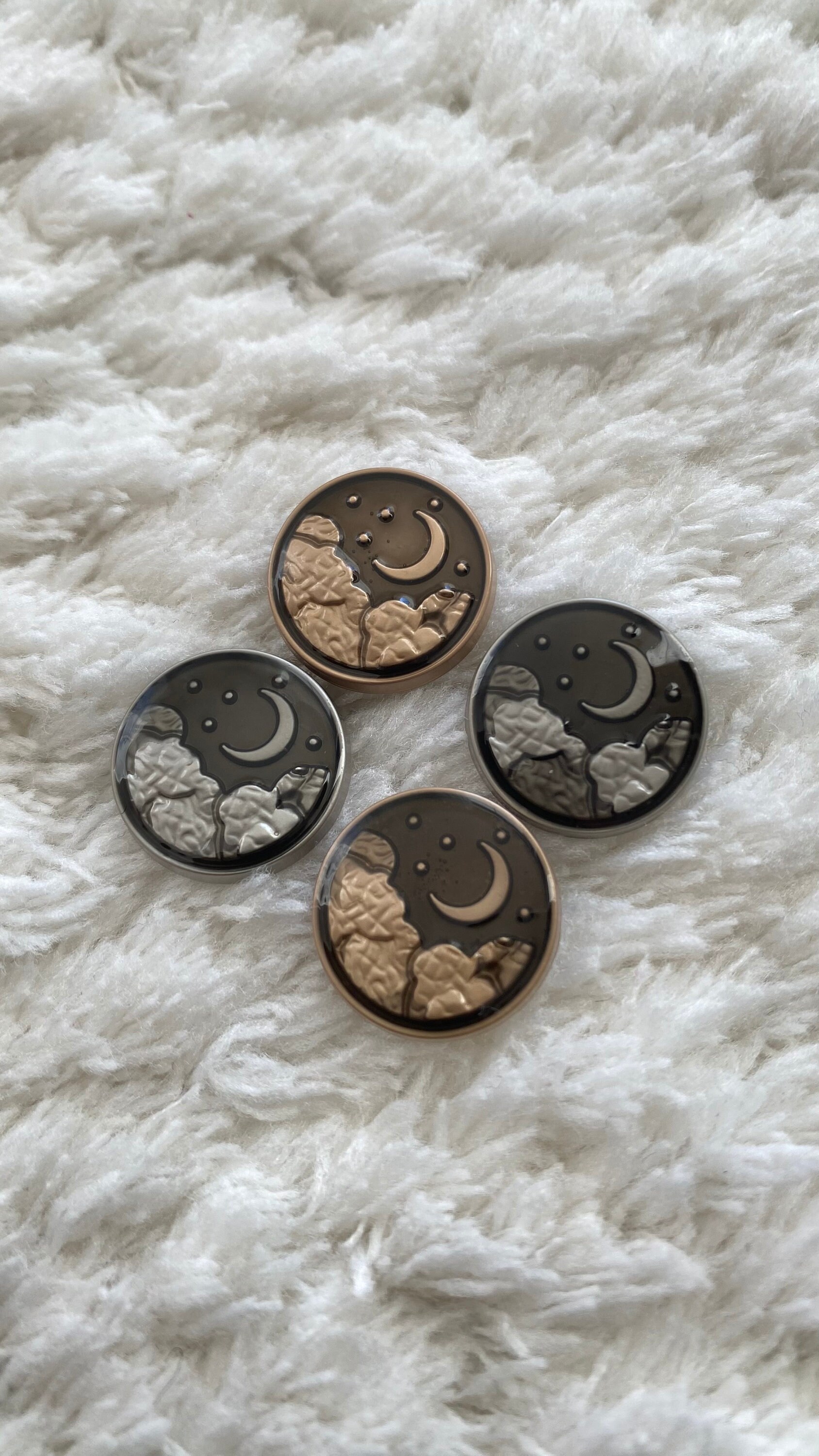 18mm Women Gold Silver Lucky Half Moon Metal Shank Sewing Buttons ...