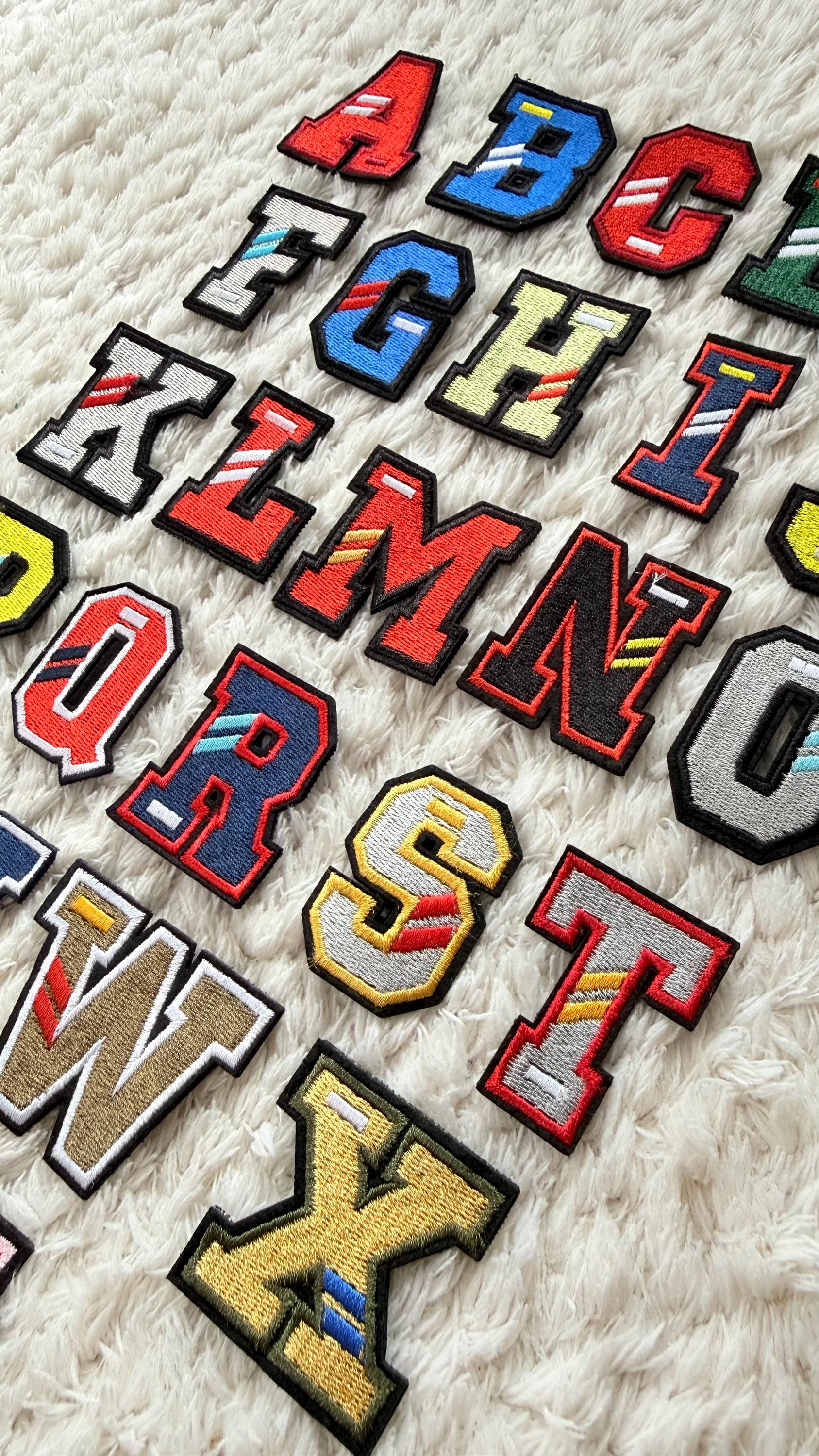 4CM Boys Colorful Embroidery Letters Alphabet Velco Press on Clothing ...