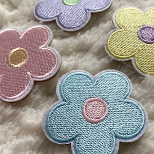 4CM Kids Baby Self Adhesive Embroidery Colorful Flower Iron on Clothing ...