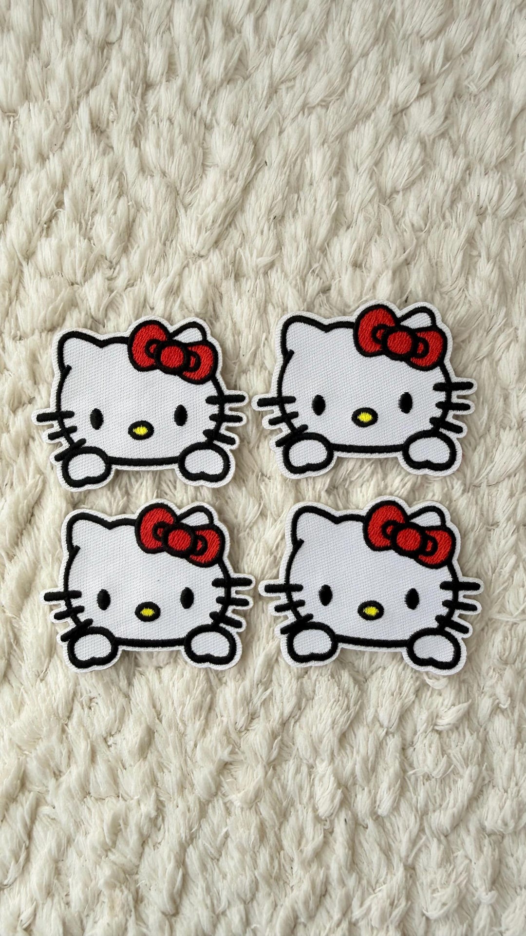 5CM Girls Baby Embroidered Cartoon White Kitty Cat Bow Stick on ...