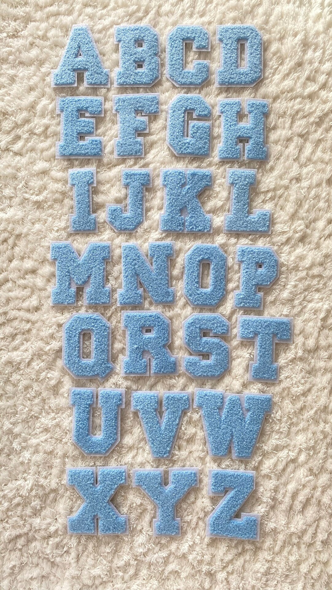 7CM Women Chenille Iron on Blue Alphabet A- Z Patches, Men Teen ...