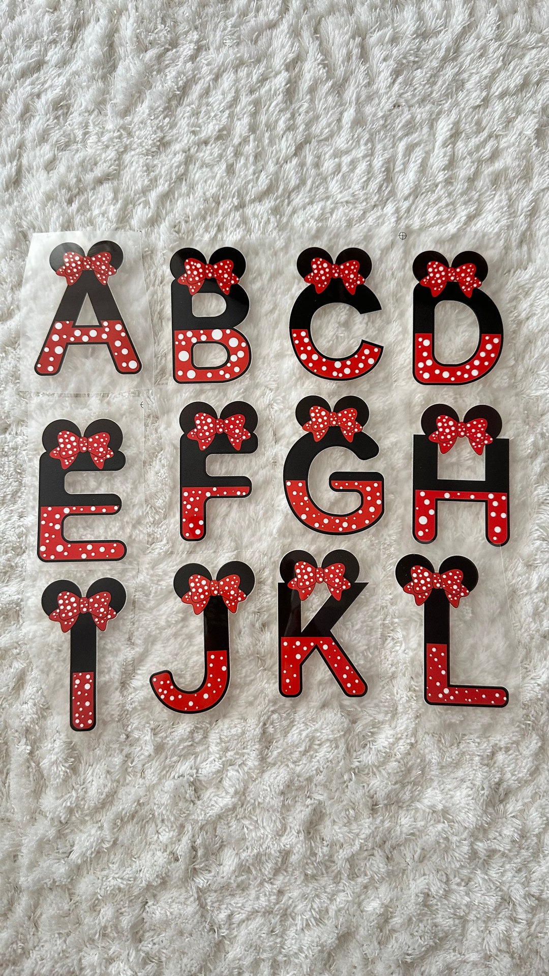7cm Kids Baby Red Black Mouse Letters Iron on Clothes Transfers Patches ...