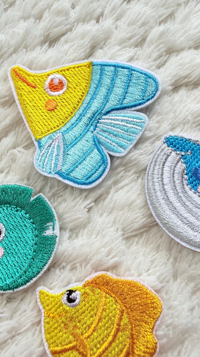 3-5CM Embroidered Cartoon Whale Fish Sea Horse Iron on Patch DIY ...