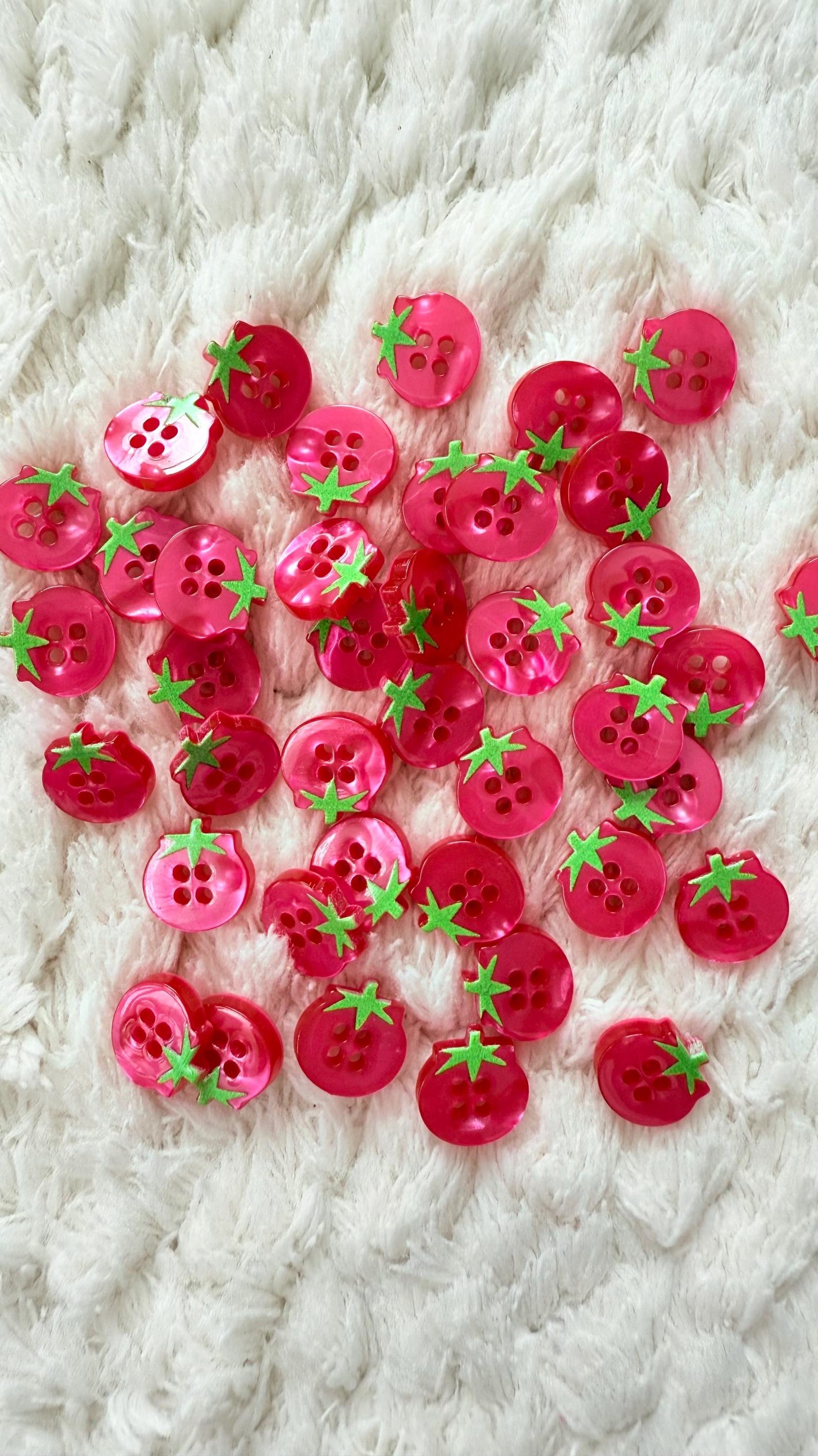 13mm Kids Baby Cute Red Pink Mini Tomato 4 Holes Sewing Buttons DIY ...