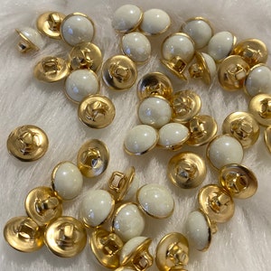Women Elegant Round Gold Cream Pearl Shank Sewing Buttons, Metal Back ...