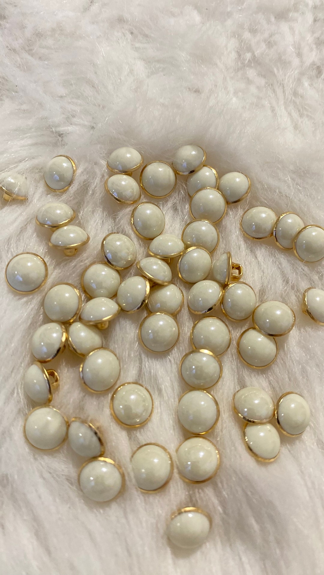 Women Elegant Round Gold Cream Pearl Shank Sewing Buttons, Metal Back Pearl Sewing Button ...