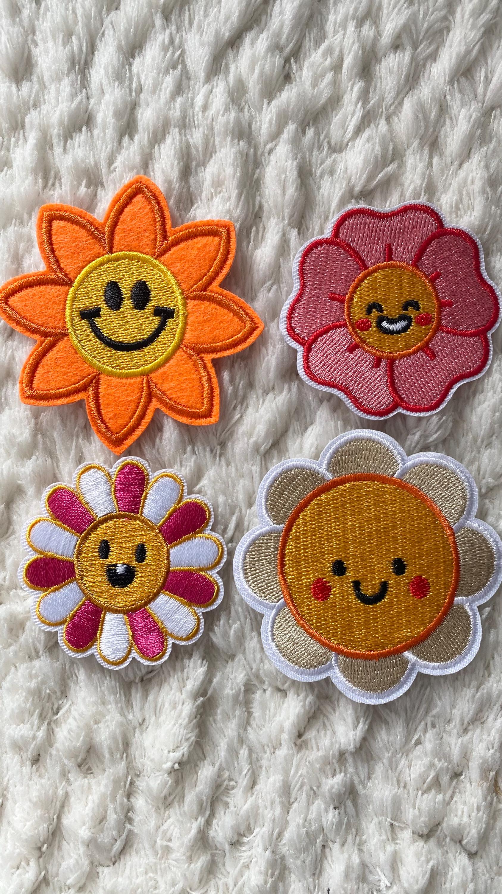 5CM 6CM Kids Baby Cute Embroidery Happy Flowers Iron on Clothing ...
