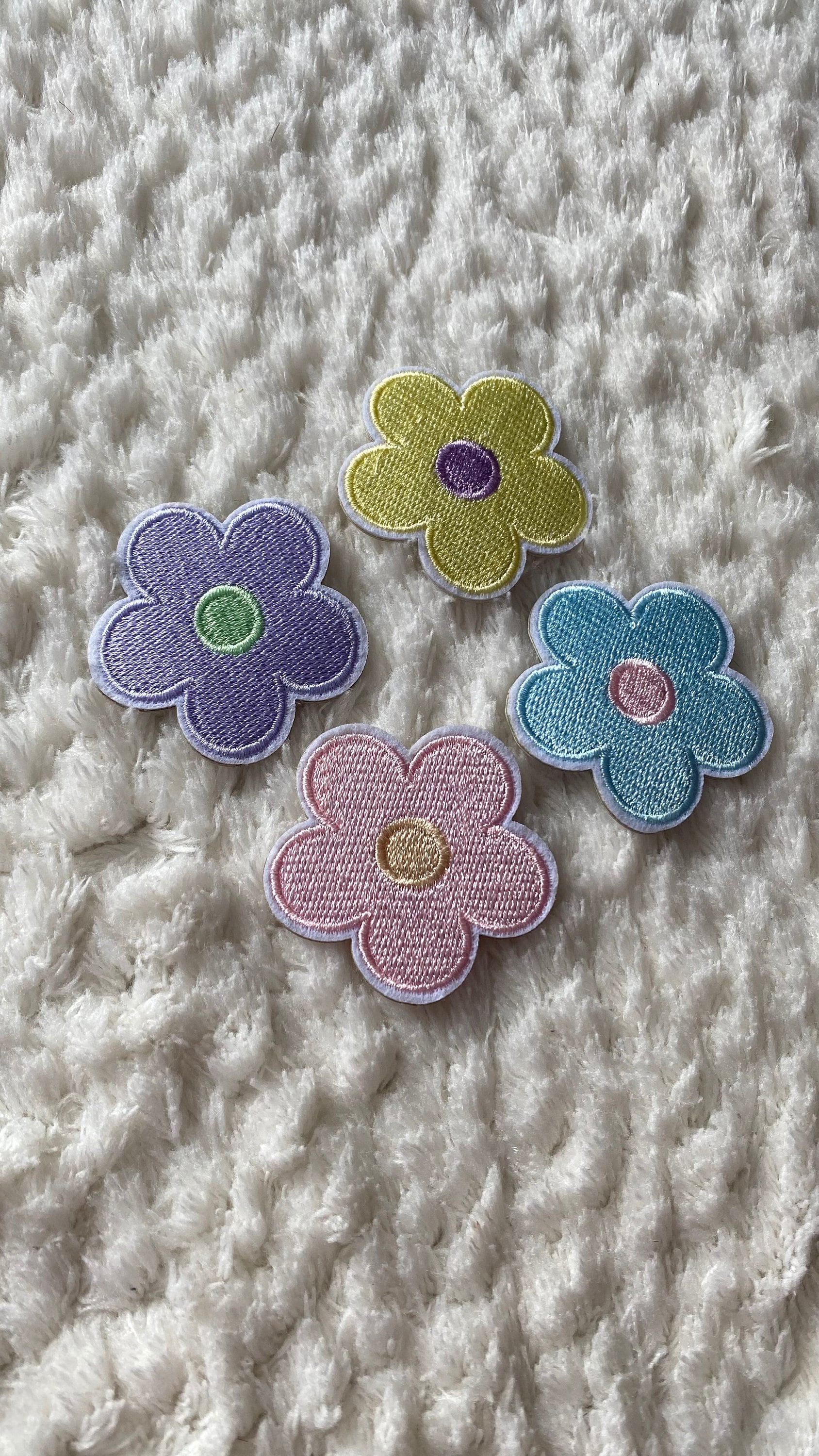 4CM Kids Baby Self Adhesive Embroidery Colorful Flower Iron on Clothing ...