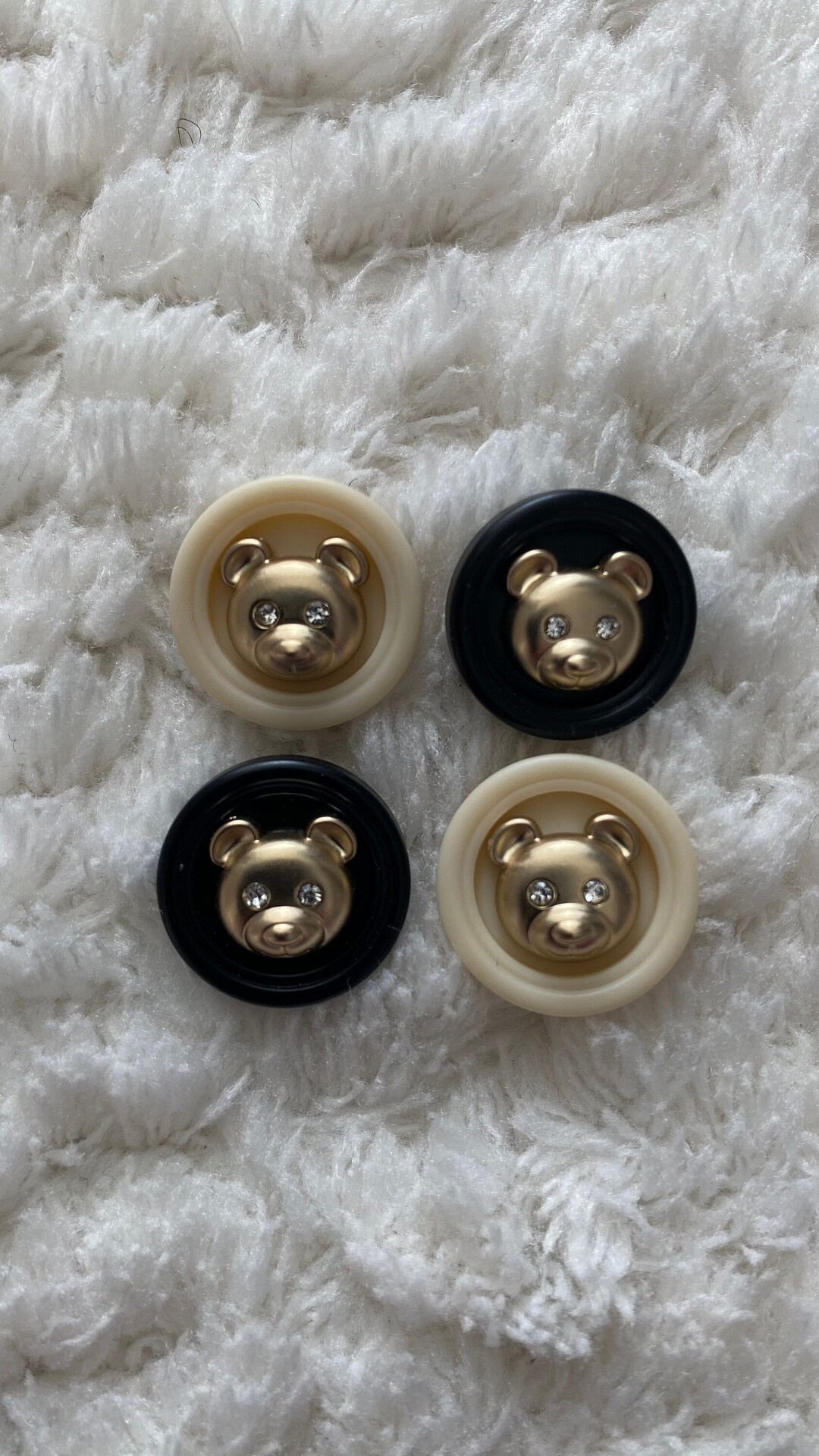 18mm Kids Women Cute Round Cream Black Bear Shank Sewing Buttons ...
