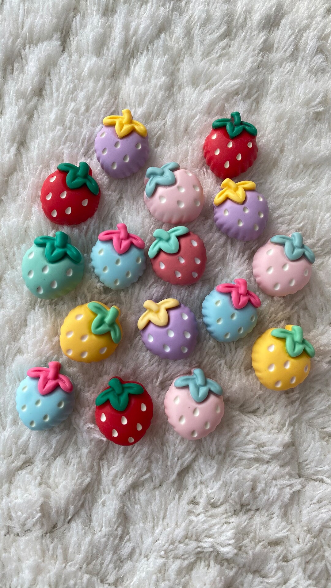 15mm Kids Baby Resin Cute Colorful Strawberry Lover Shank Sewing ...