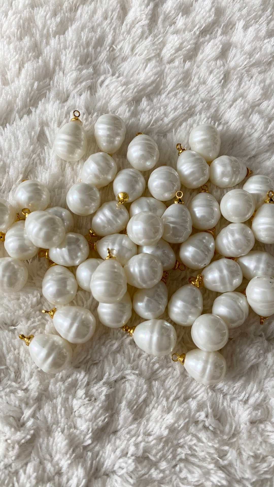 17mm Rice Shape White Pearl Gold Color Shank Sewing Buttons, Elegant ...