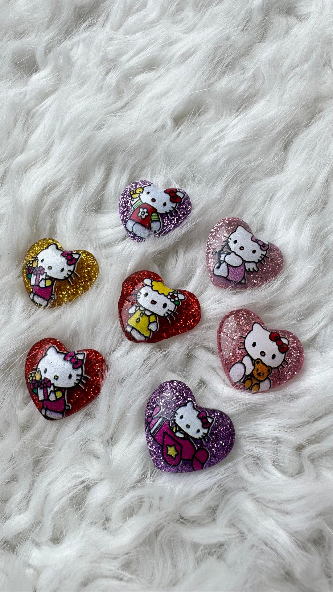 17mm Mixed Kids Baby Glittery Heart Kitty Cat Shank Sewing Buttons ...