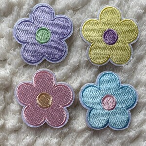 4CM Kids Baby Self Adhesive Embroidery Colorful Flower Iron on Clothing ...